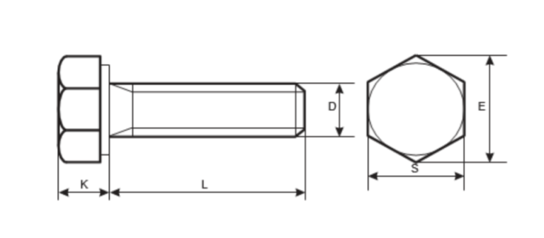 UNI 5739 – Hex Bolts Full Thread / Metric Hexagon Head Cap Screws ...