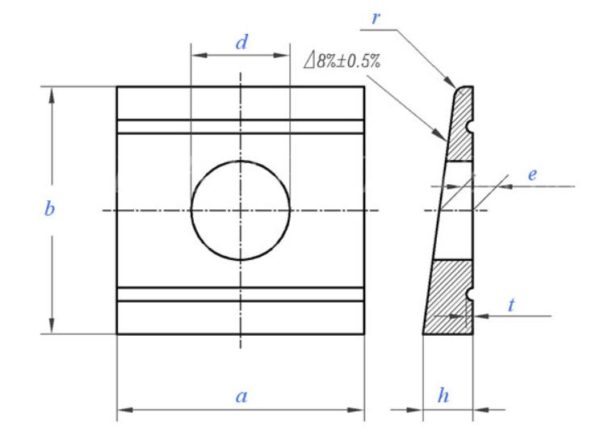 UNI 6598 square taper washers for U section – Double slot square ...